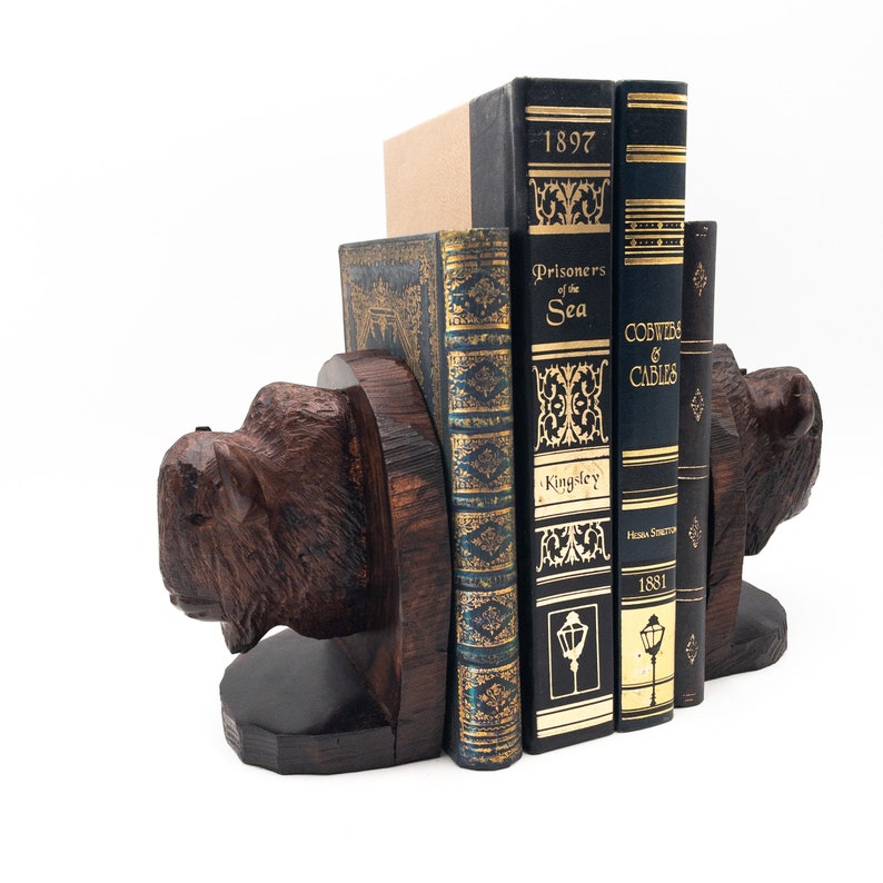 Desert Ironwood Buffalo Head Bookends Carving Bison - Etsy