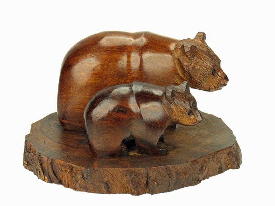 Desert Ironwood Bear With Cub on Base Carving - Etsy