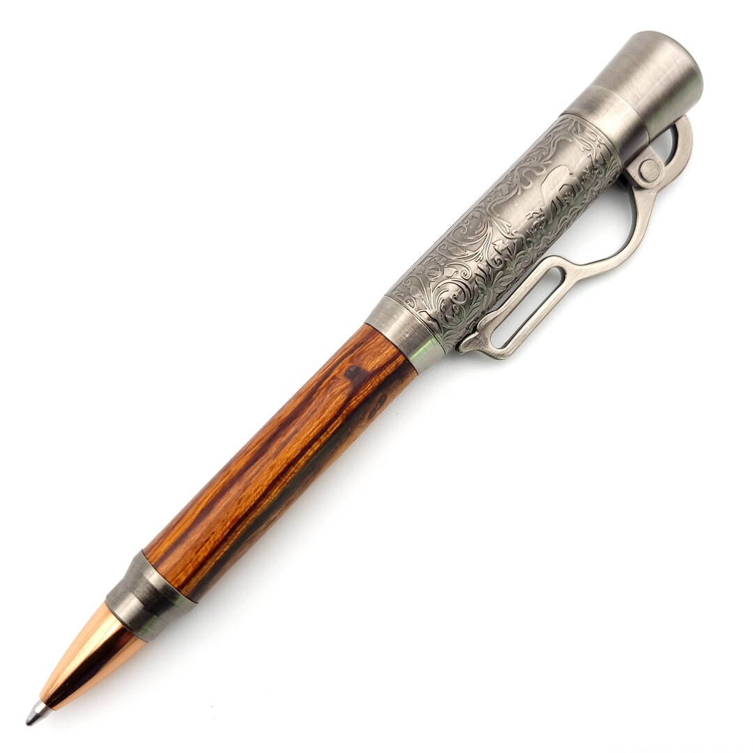 Desert Ironwood Lever Action Ballpoint Pen in Antique Nickel - Etsy