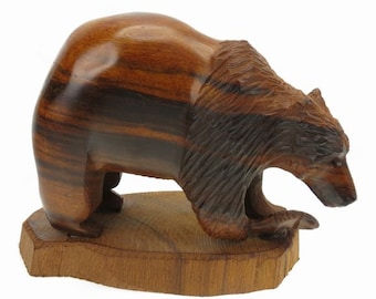 Desert Ironwood Bear With Fish Carving | Etsy
