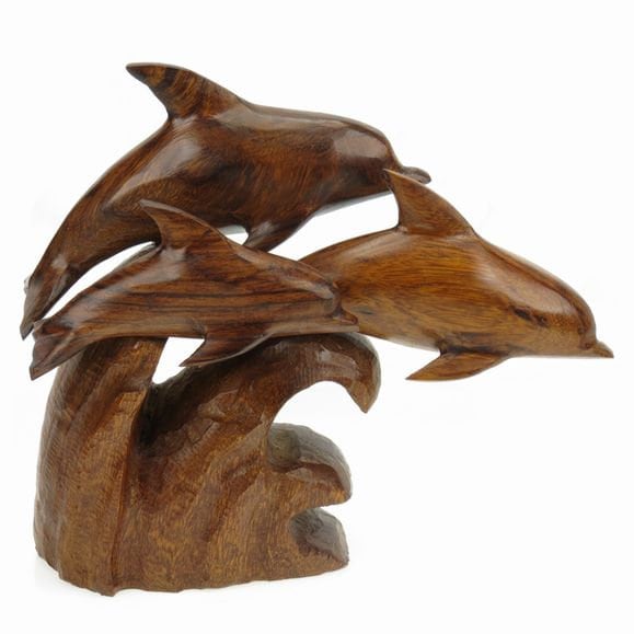 Desert Ironwood Dolphin School carving — Woodnotch