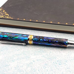 Auckland Jr Abalone Shell Fountain Pen in 22kt Gold & Chrome - Etsy