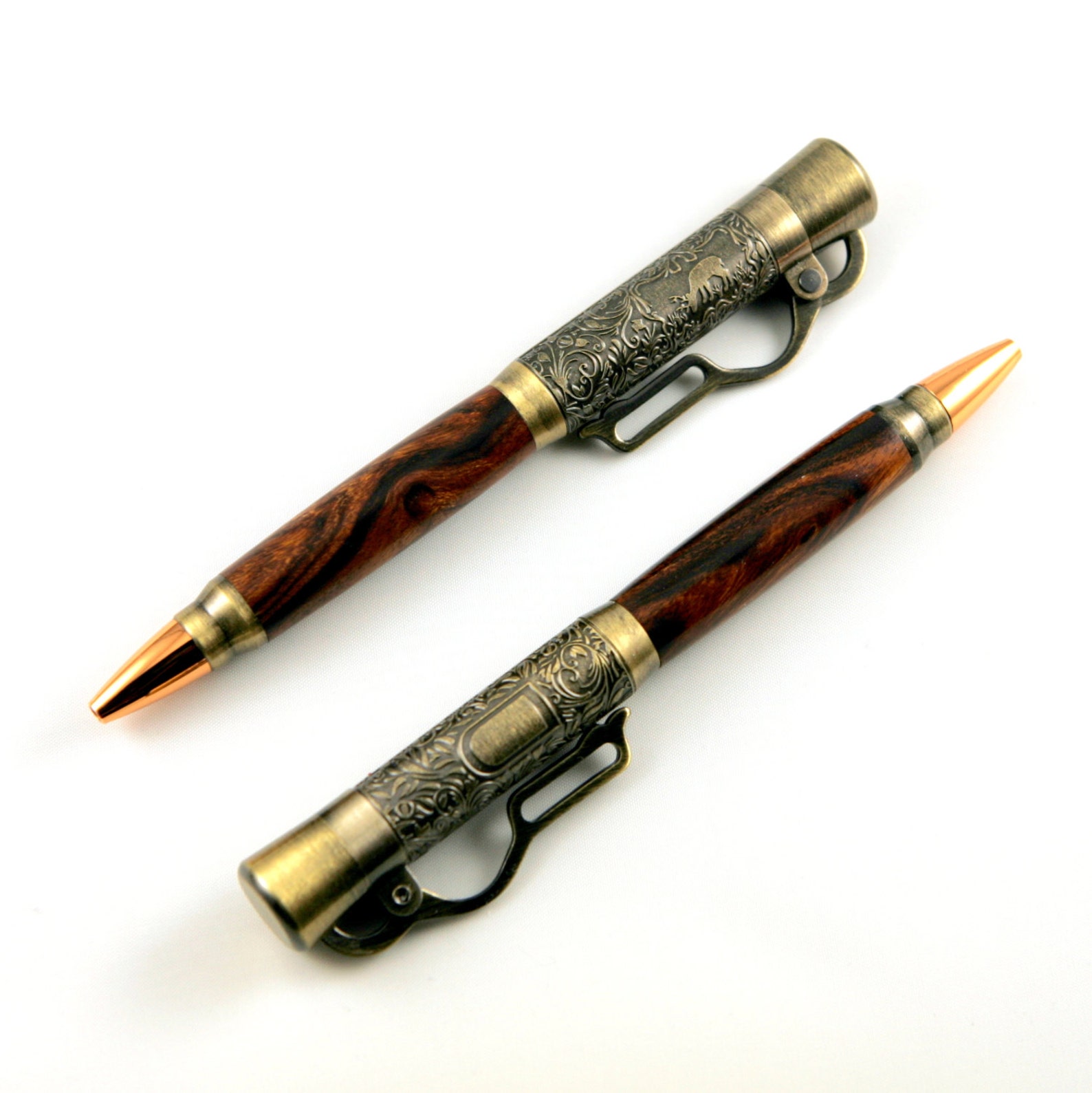 Desert Ironwood Lever Action Ballpoint Pen in Antique Brass - Etsy