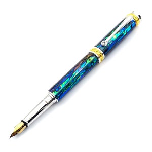 Auckland Jr Abalone Shell Fountain Pen in 22kt Gold & Chrome - Etsy