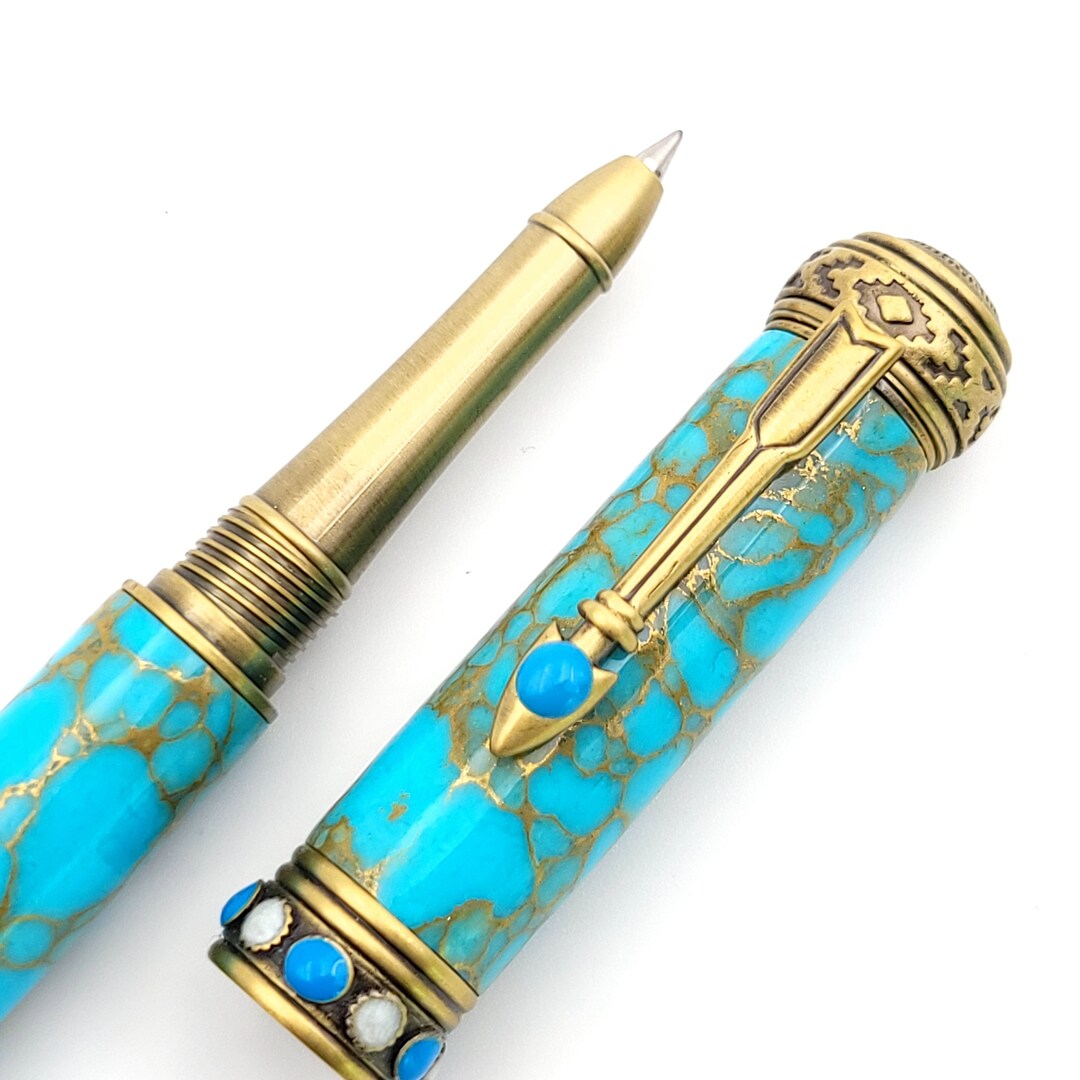 Turquoise Gold Web Trustone Southwest Antique Brass Fountain or ...