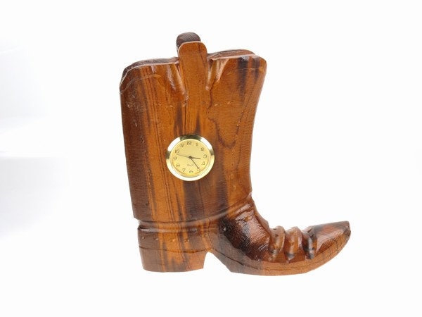 Desert Ironwood Cowboy Boot Clock carving — Woodnotch