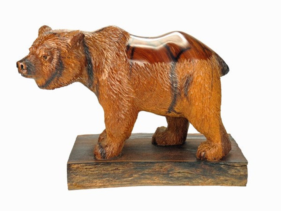 Desert Ironwood Grizzly Bear on Base Carving - Etsy