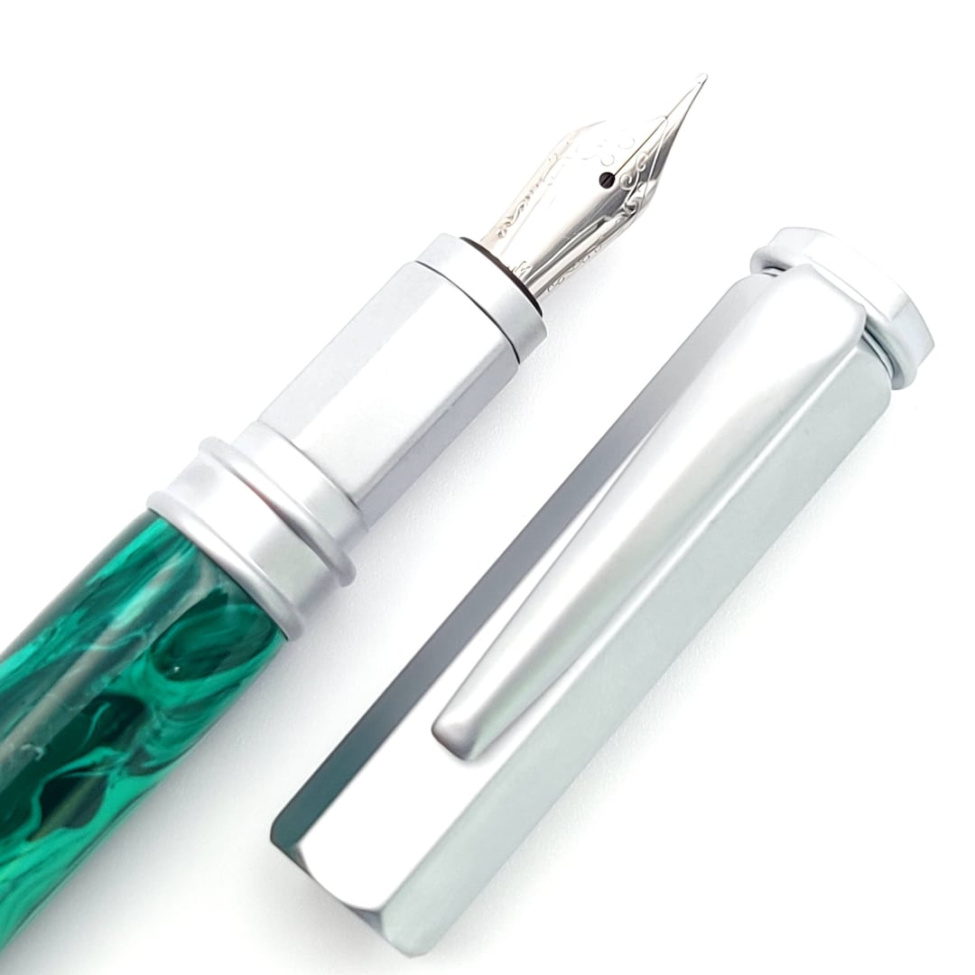 Malachite Trustone Magnetic Vertex Brushed Satin Fountain or Rollerball ...
