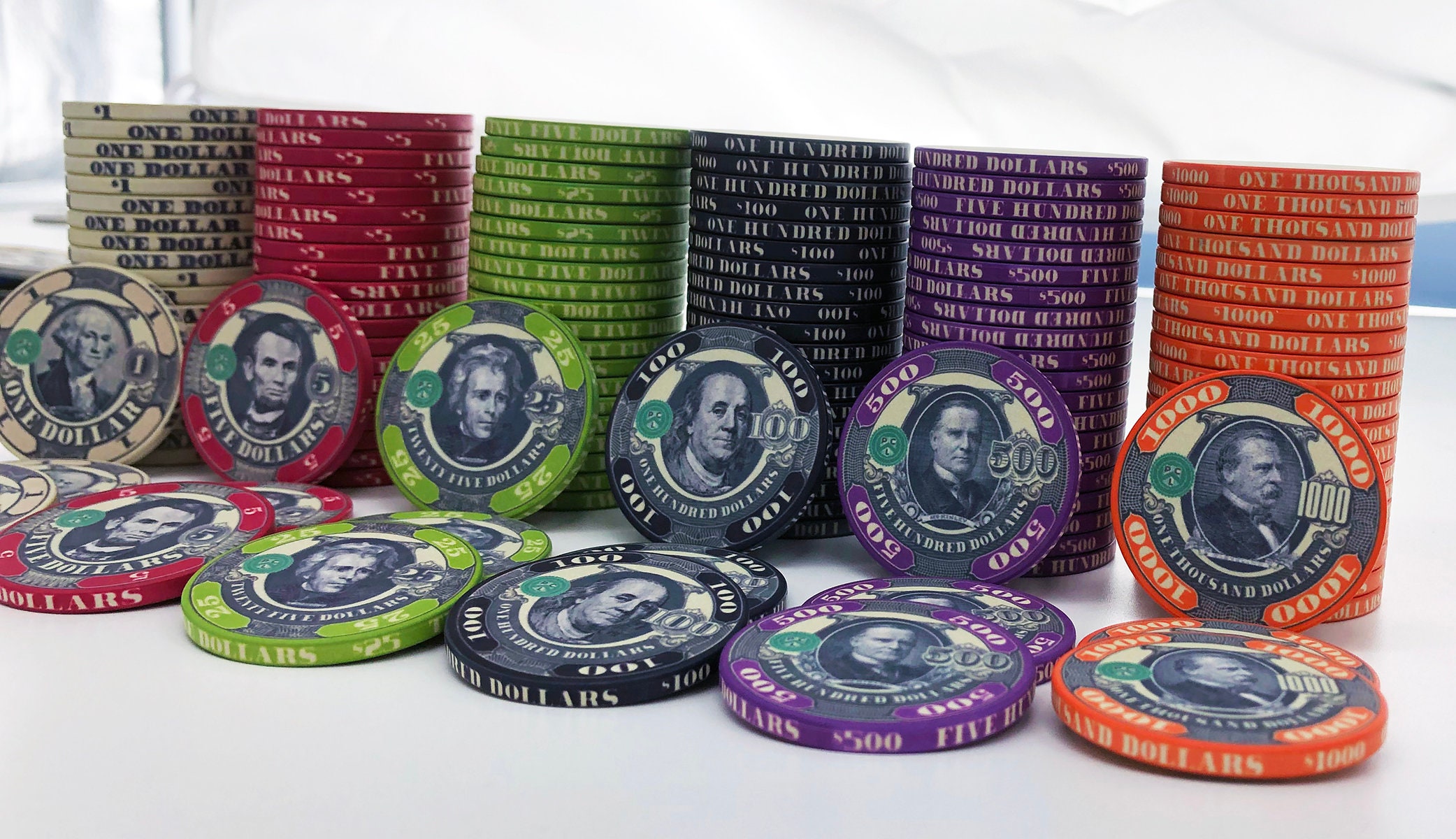 Dead President's Ceramic Custom Poker Chips - 6 Chip Sample Set - Etsy