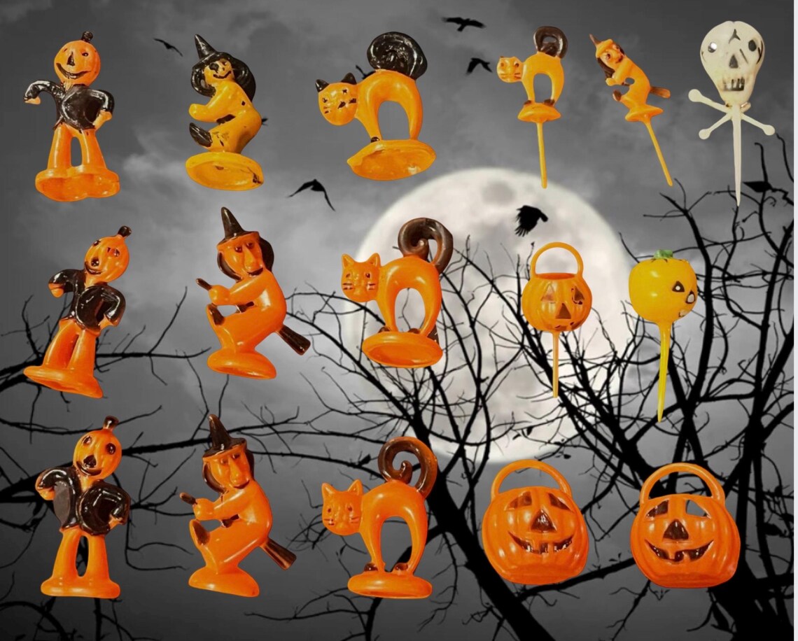 16 Vintage Halloween (cup) Cake Toppers - Etsy