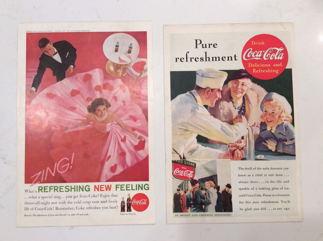 Pair of Vintage Coca-cola Magazine Ads - Etsy