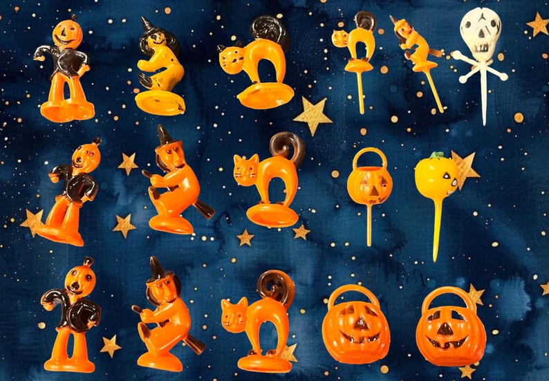 16 Vintage Halloween (cup) Cake Toppers - Etsy