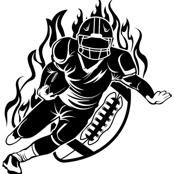 Football Player Flames Svg - Etsy