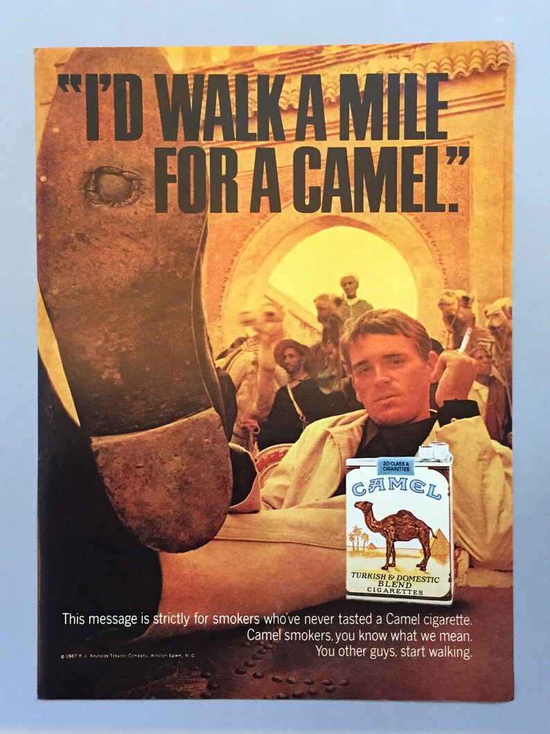 1967 Camel Cigarette Print Ad I'd walk a mile for | Etsy