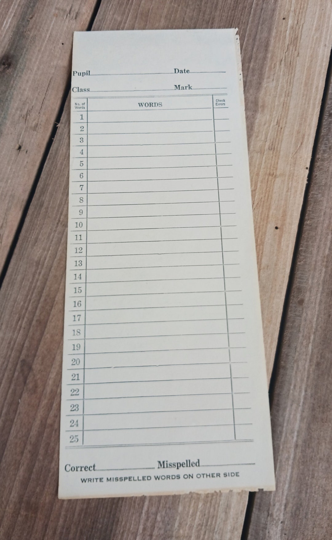 Vintage Blank School Spelling Words Page Test Sheet Ephemera - Etsy