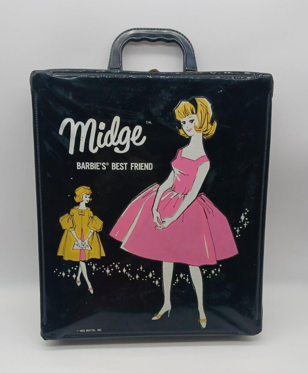 Vintage 1963 Midge Barbies Best Friend Black Mattel Travel Storage Case ...