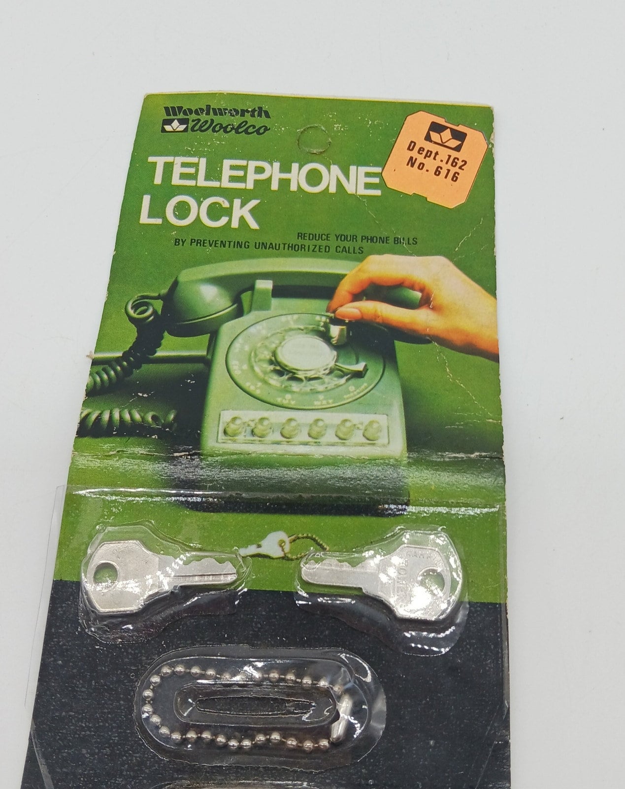 Vintage Rotary Telephone Lock With Keys NOS Woolworth Green Phone ...