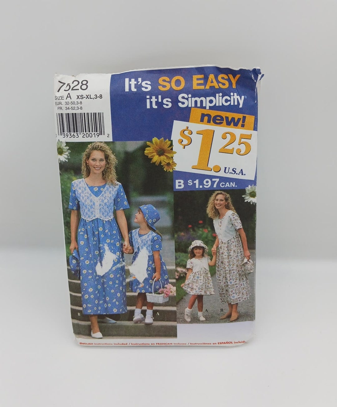 Simplicity Sewing Pattern 7528 Size A XS-XL Girl 3-8 Dress & Hat Vest ...