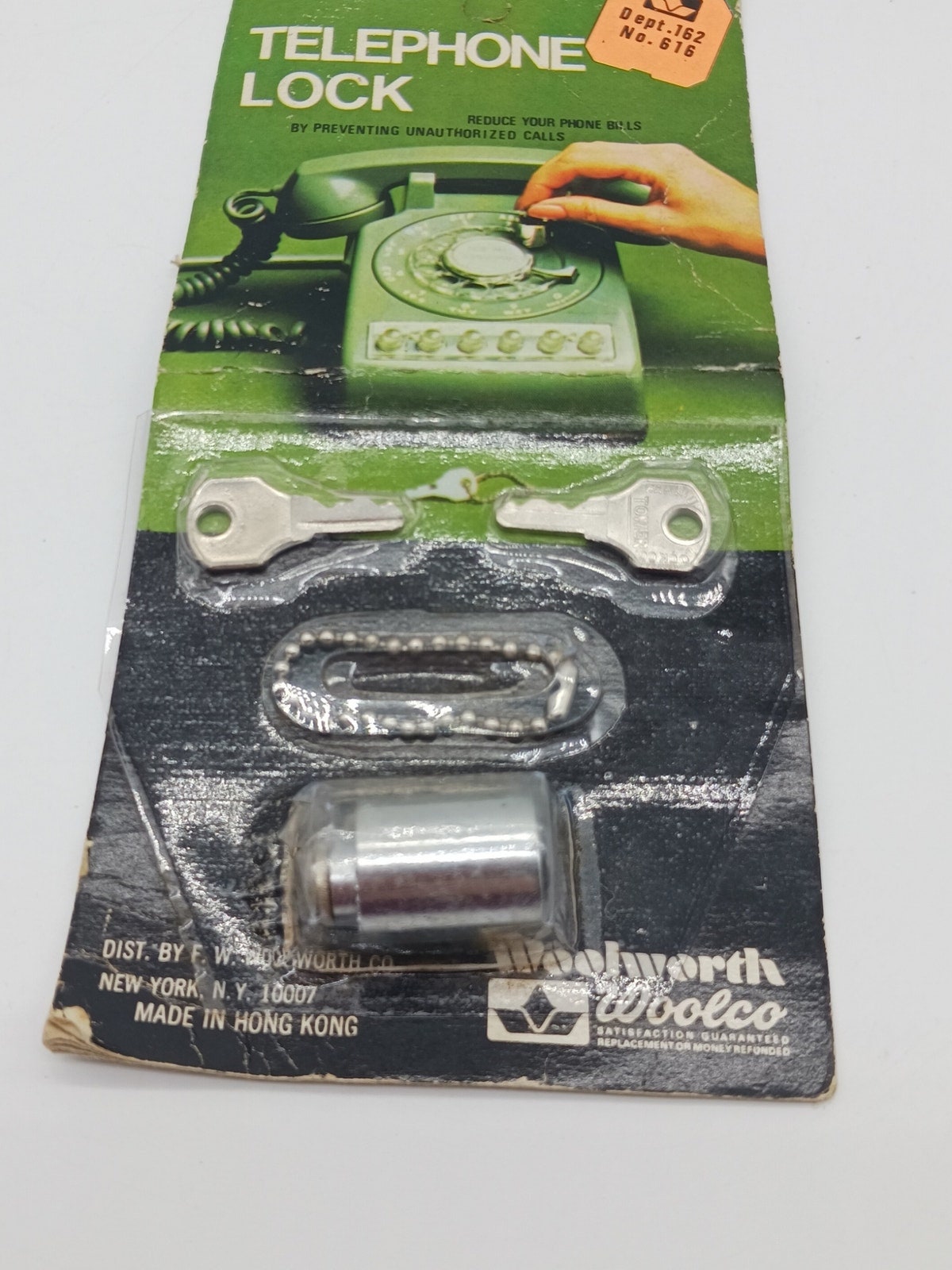 Vintage Rotary Telephone Lock With Keys NOS Woolworth Green Phone ...