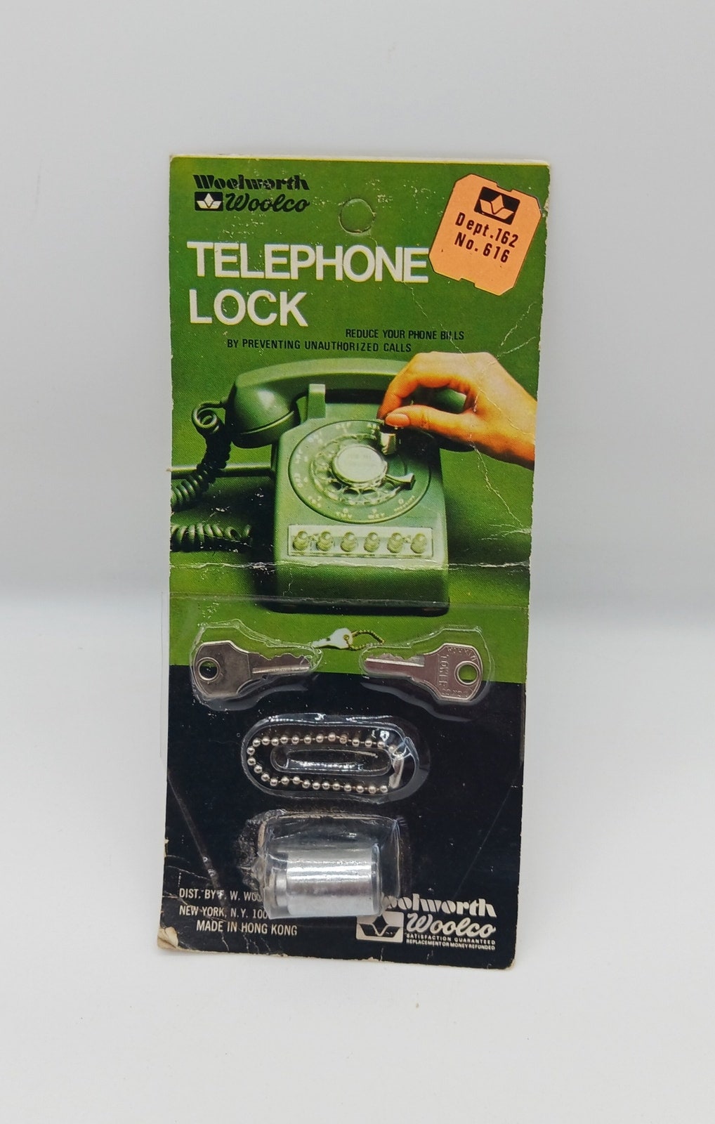 Vintage Rotary Telephone Lock With Keys NOS Woolworth Green Phone ...