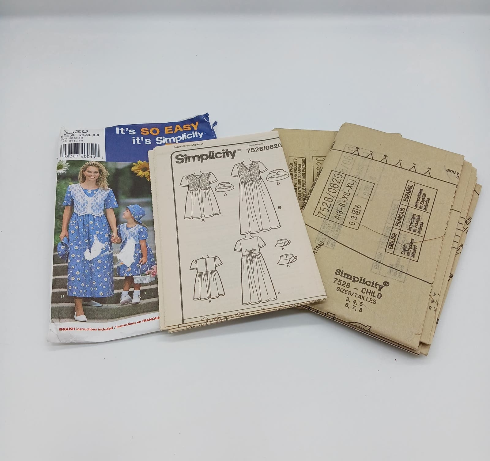Simplicity Sewing Pattern 7528 Size A XS-XL Girl 3-8 Dress & Hat Vest ...