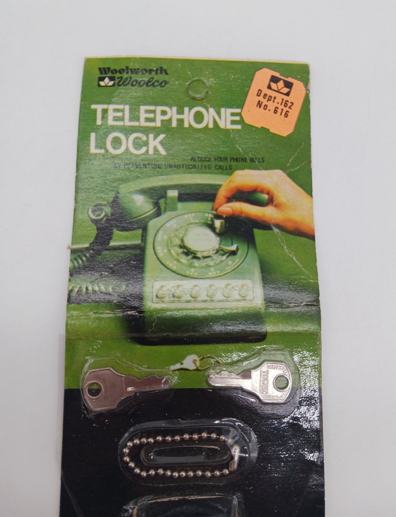 Vintage Rotary Telephone Lock With Keys NOS Woolworth Green Phone ...