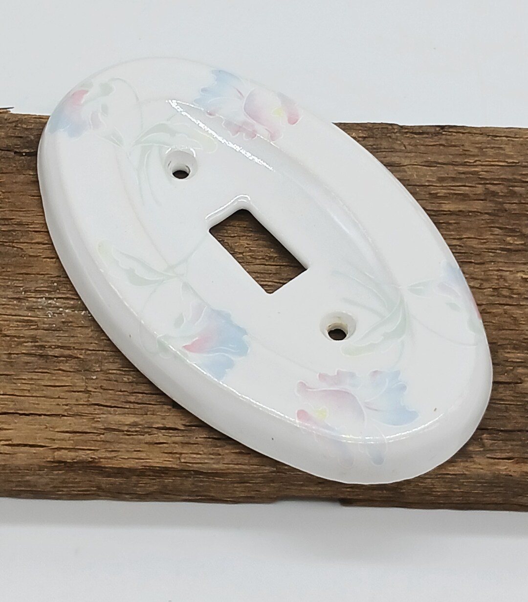 Vintage Oval Ceramic Light Switch Cover Plate Flowers Floral Design ...