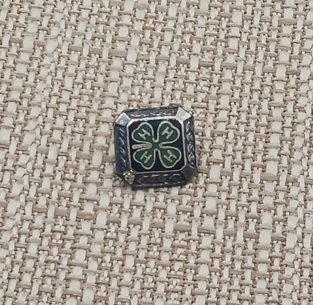 Vintage Sterling Silver 4H Square Clover Label Pin - Etsy