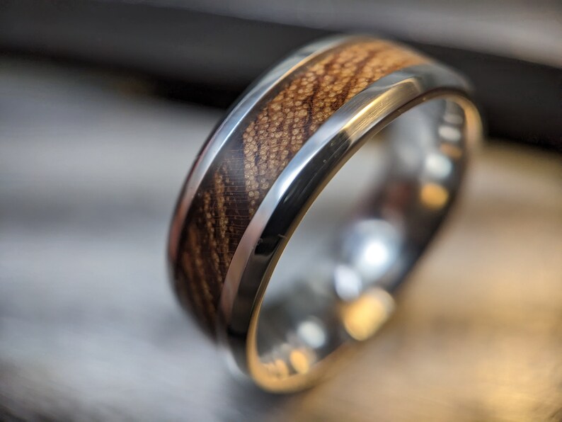 Mens Wedding Band Black Locust Titanium Wood Inlay Ring, Unique ...