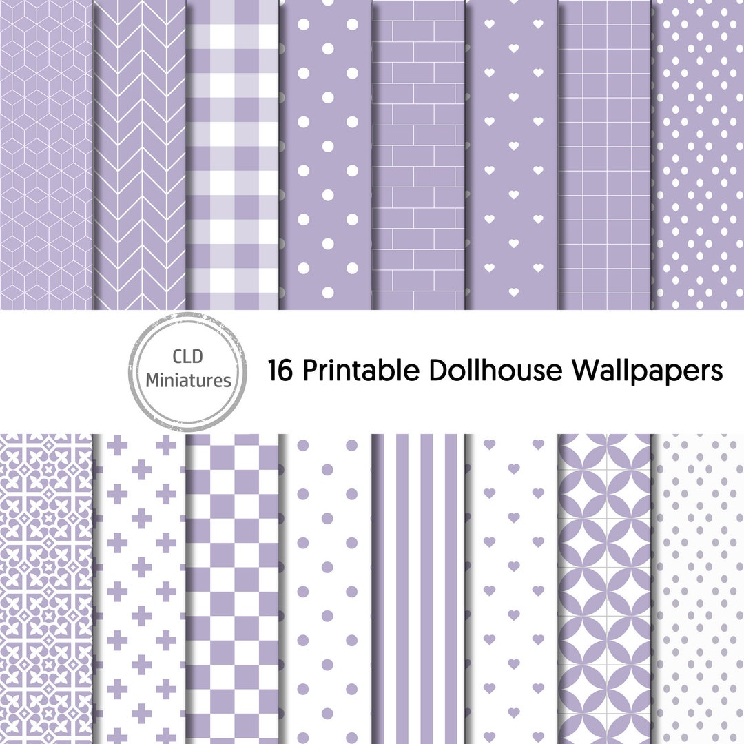 1:12 Scale Doll House Lilac Printable Wallpapers Tiles - Etsy
