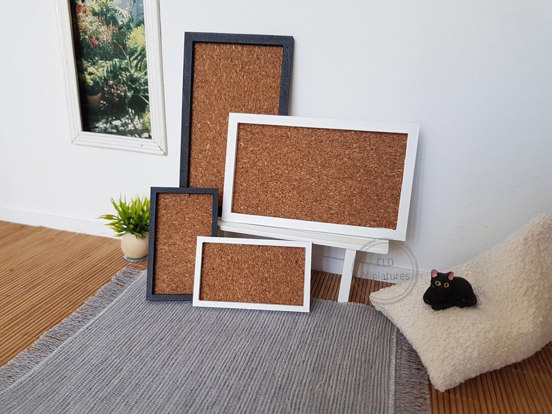 1:12 Scale Doll House Framed Corkboard Choose From 2 Colours, 2 Sizes ...