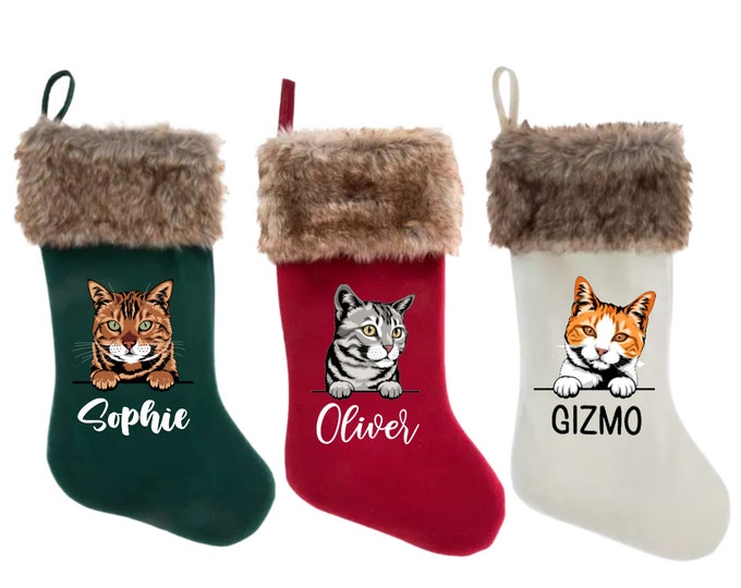 Custom Cat Stocking, Personalized Cat Stocking, Cat Breed Stocking, Pet ...