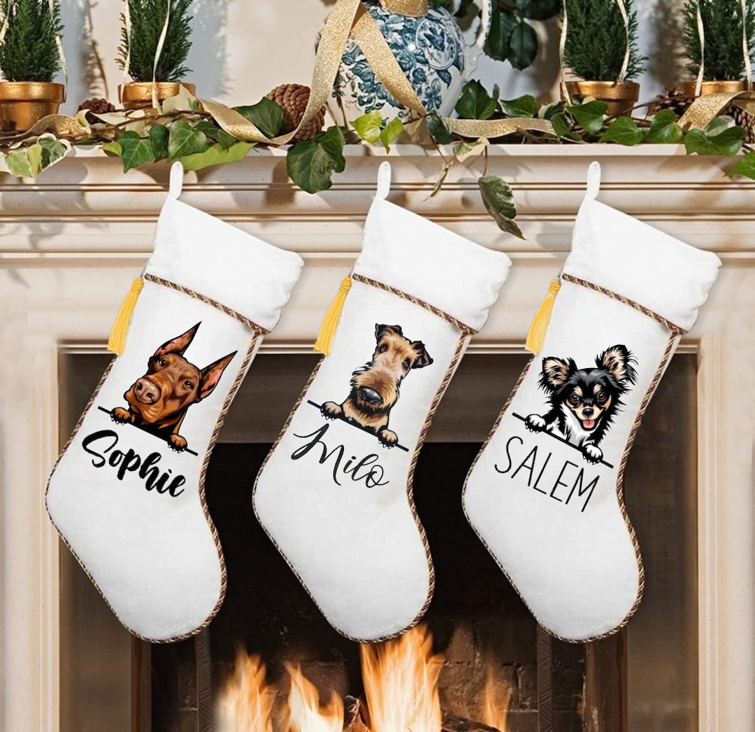 Dog Stocking, Velvet Dog Stocking, Dog Breed Stocking, Pet Christmas ...