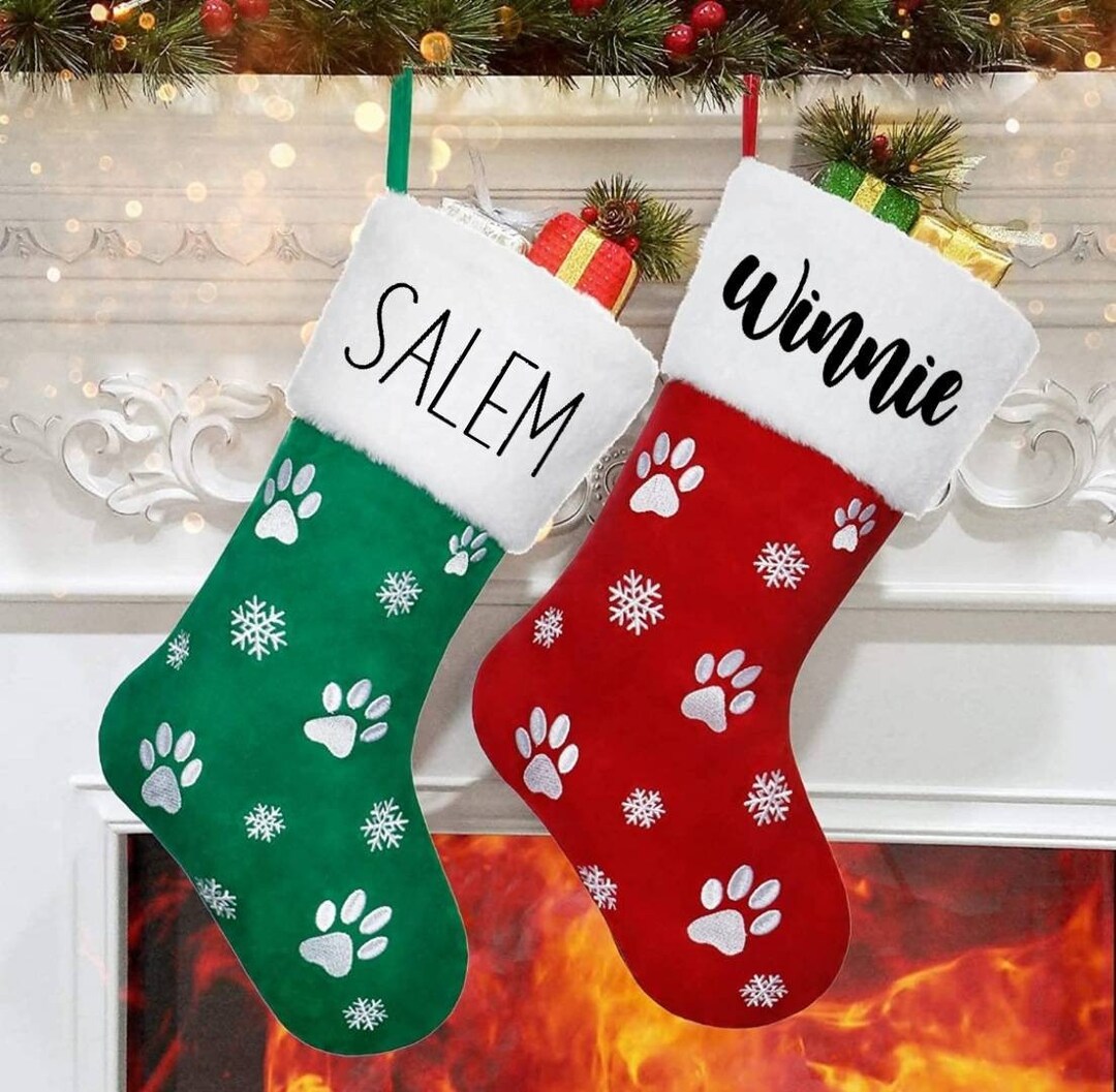 Dog Stocking, Dog Paw Stocking, Personalized Dog Stocking, Name Dog ...