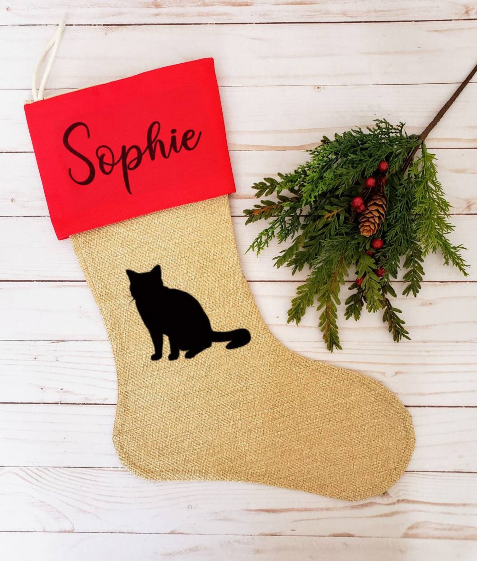 Personalized Cat Stocking Name Cat Christmas Stocking Cat - Etsy