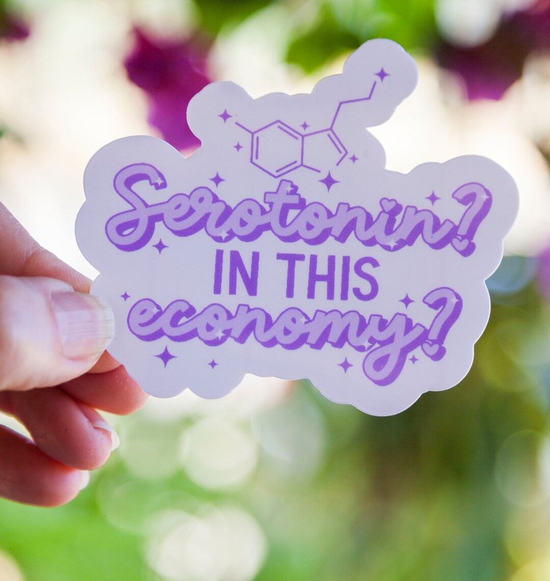 Serotonin in This Economy Sticker, Mental Health Sticker, Anxiety Decal, Funny Serotonin Sticker ...