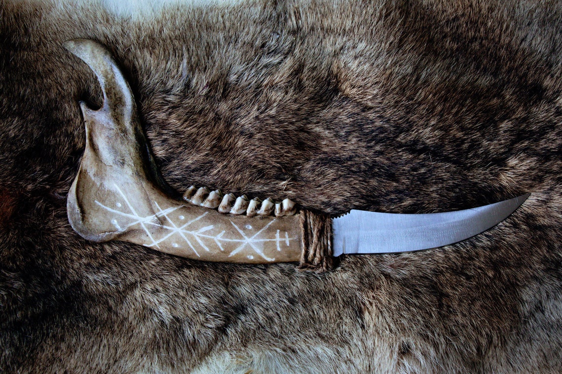 Made to Order : Primitive Sigil Deer Jawbone Ritual Knife - Etsy