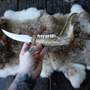 Made to Order : Primitive Sigil Deer Jawbone Ritual Knife - Etsy