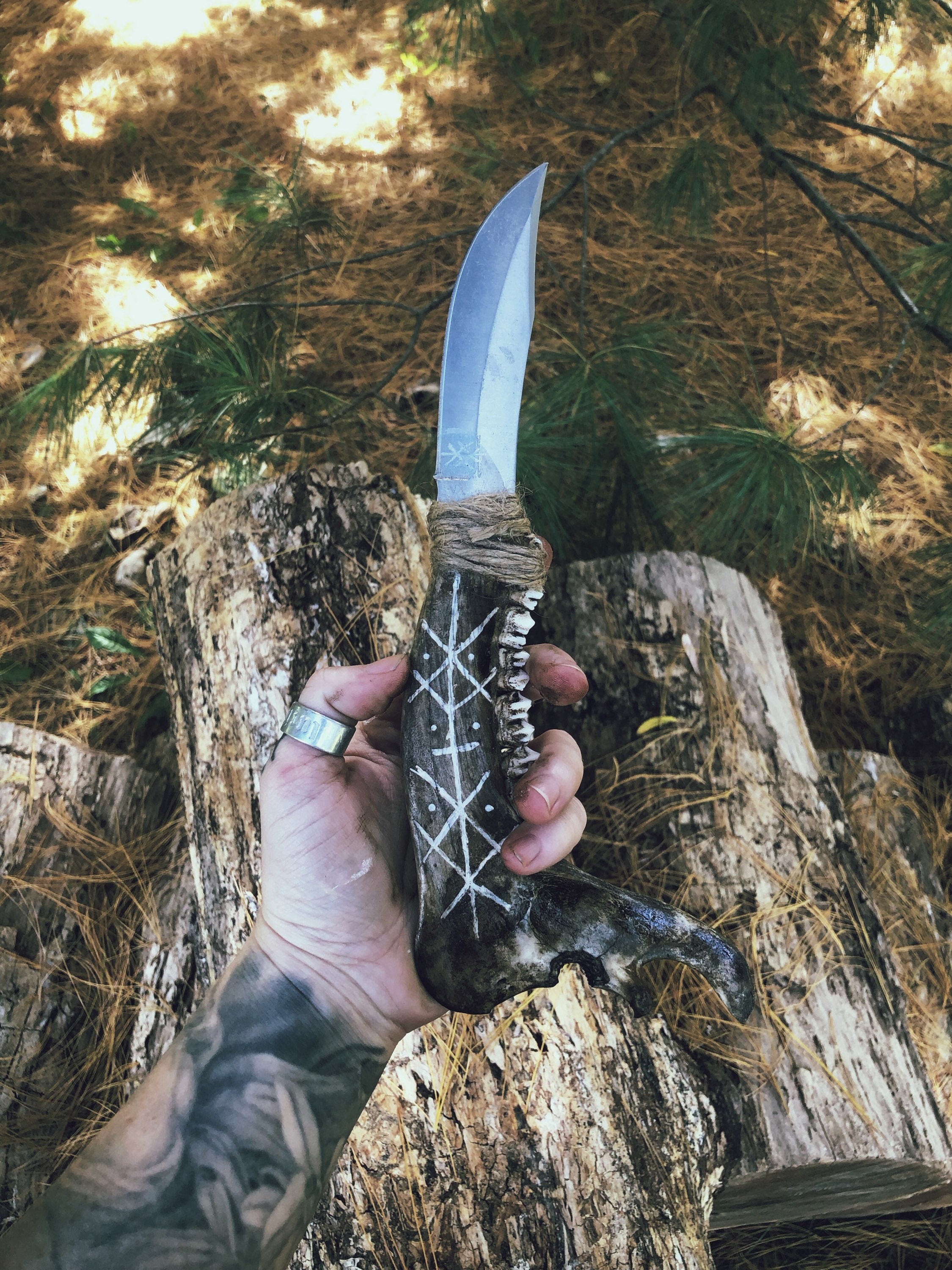 Made to Order : Primitive Sigil Deer Jawbone Ritual Knife - Etsy