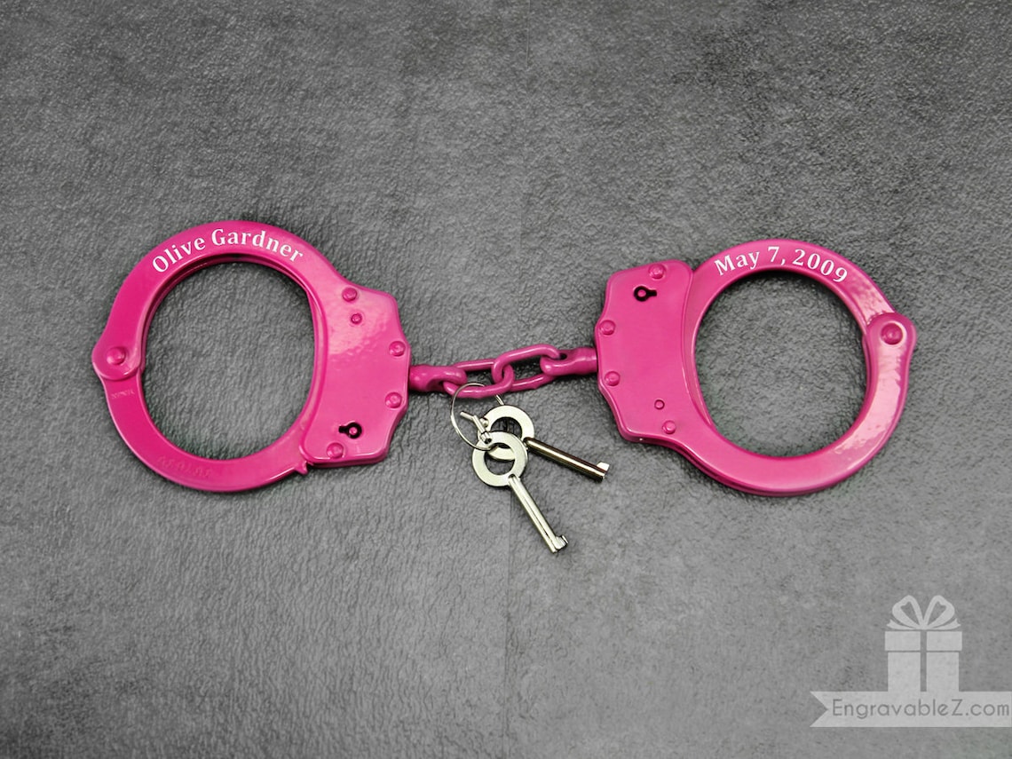 Pink Personalized Engraved Handcuffs Locked in Love - Etsy