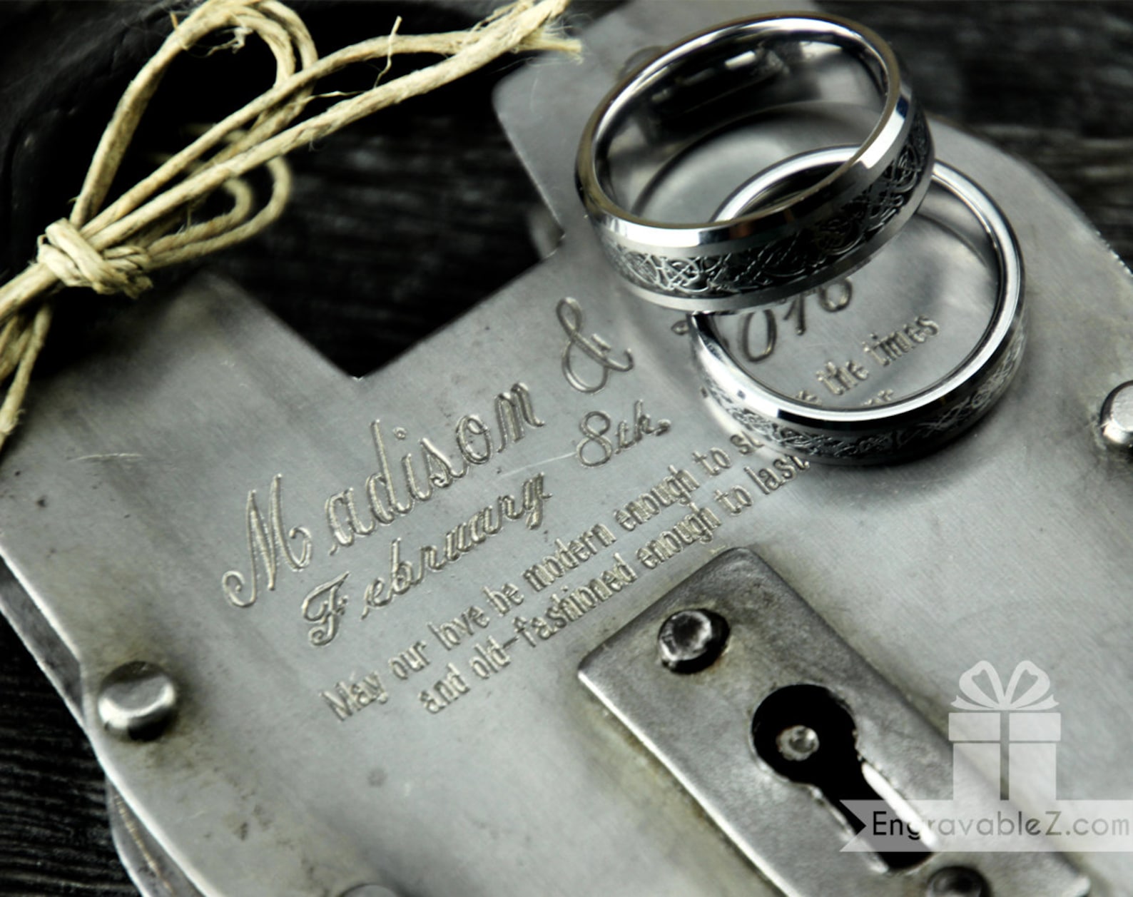 Personalized Custom Hand-forged Love Lock silver Engraved Padlock ...