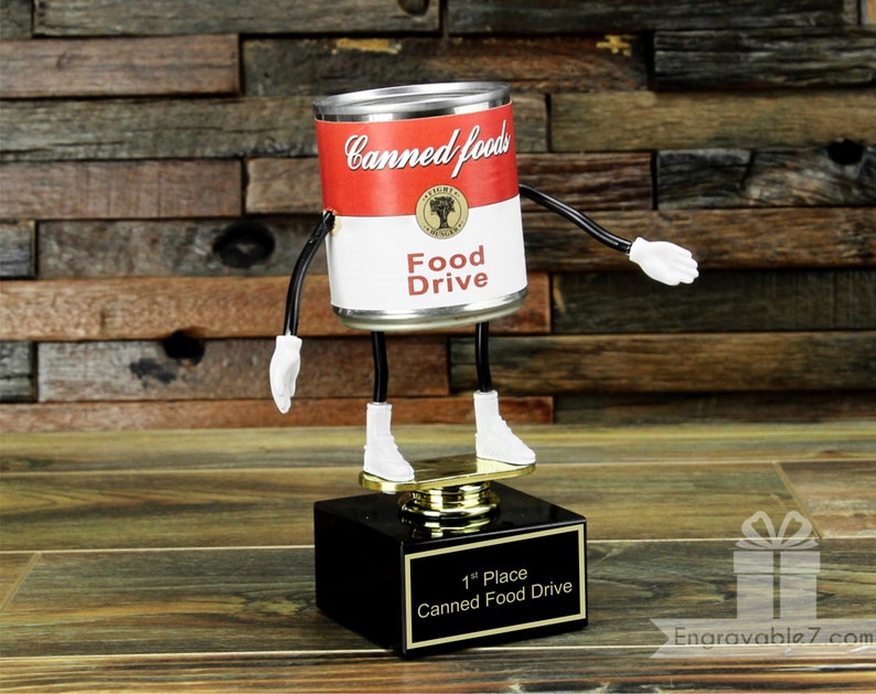 Custom Personalized Bendy Soup Can Food Drive Trophy - Etsy
