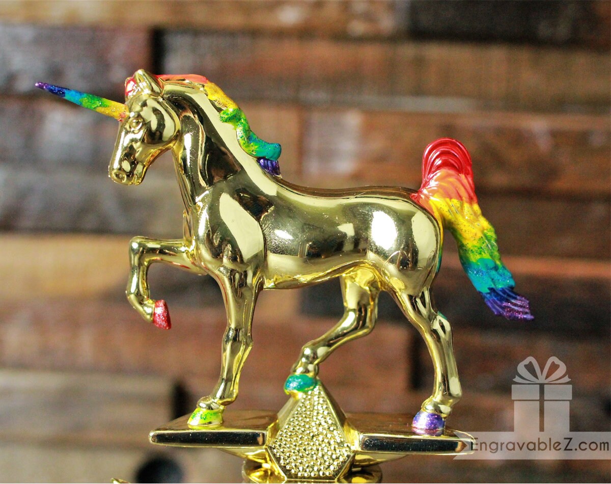 Rainbow Unicorn Trophy With Personalized Custom Engraving - Etsy