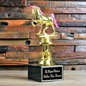 Pink Unicorn Trophy With Custom Engraving - Etsy