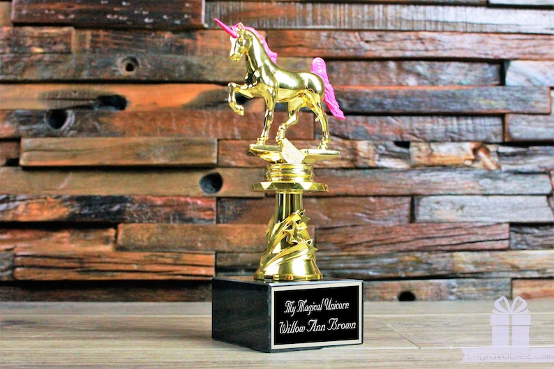 Pink Unicorn Trophy With Custom Engraving - Etsy