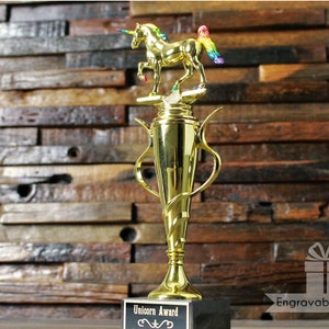 Pink Unicorn Trophy With Custom Engraving - Etsy
