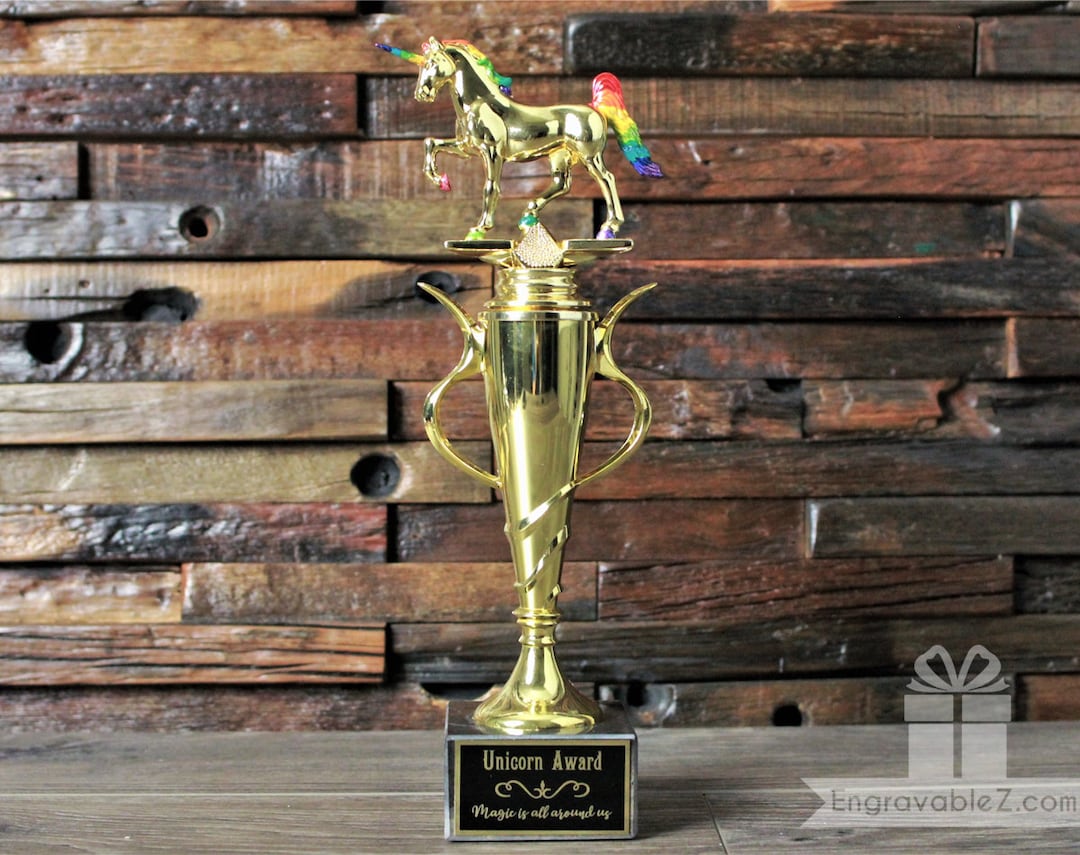 Rainbow Unicorn Trophy With Personalized Custom Engraving - Etsy