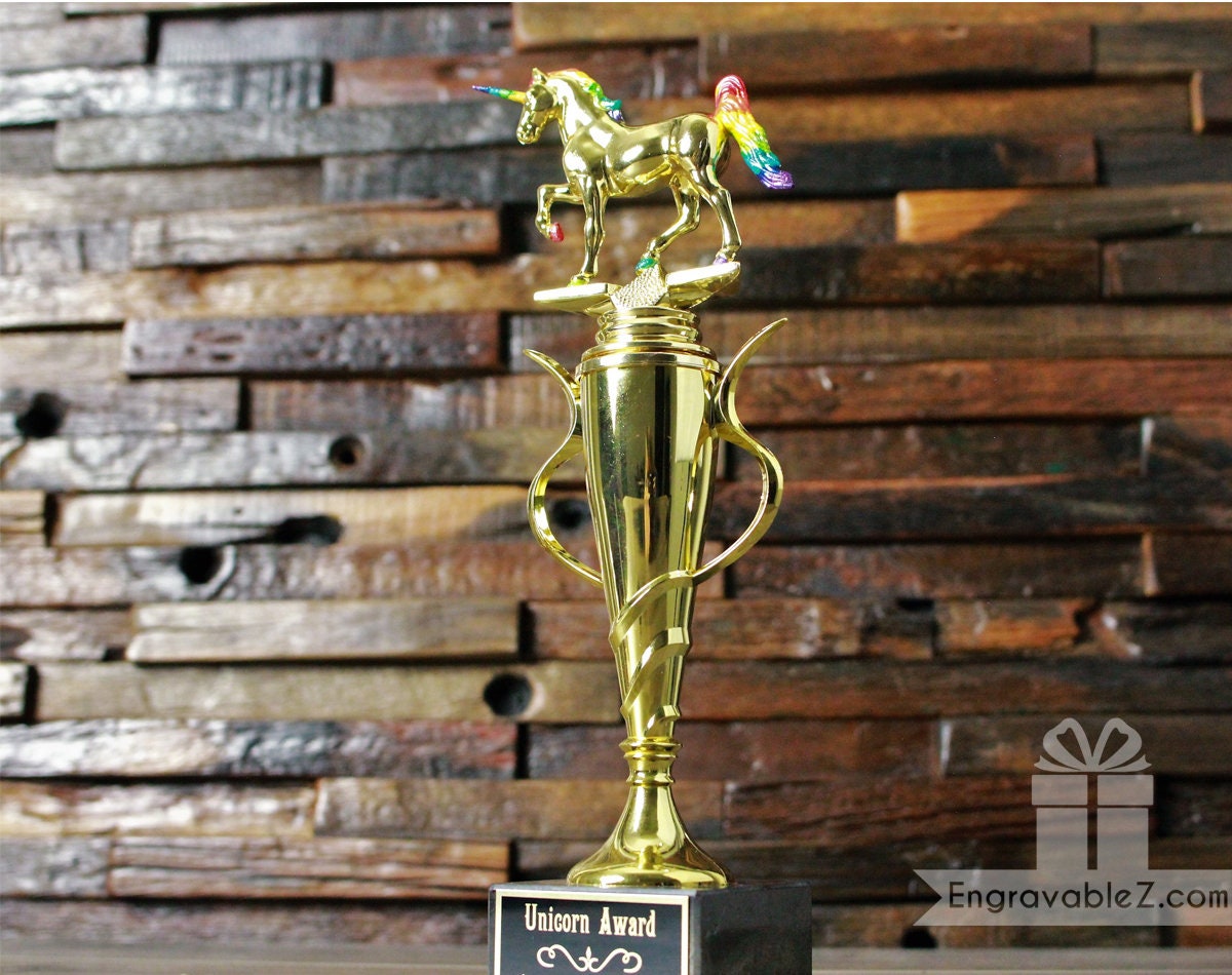 Rainbow Unicorn Trophy With Personalized Custom Engraving - Etsy