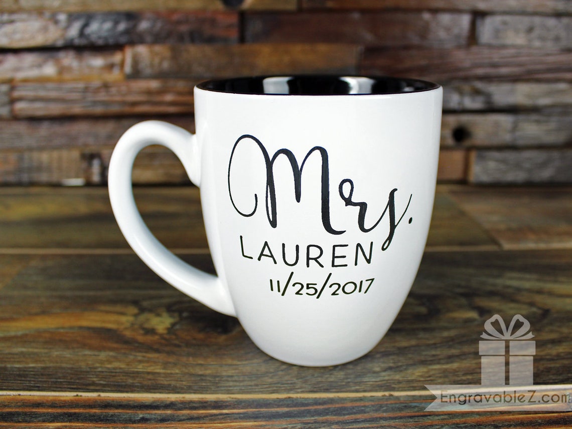 Custom Engraved Coffee Mug White With Black Engraving - Etsy