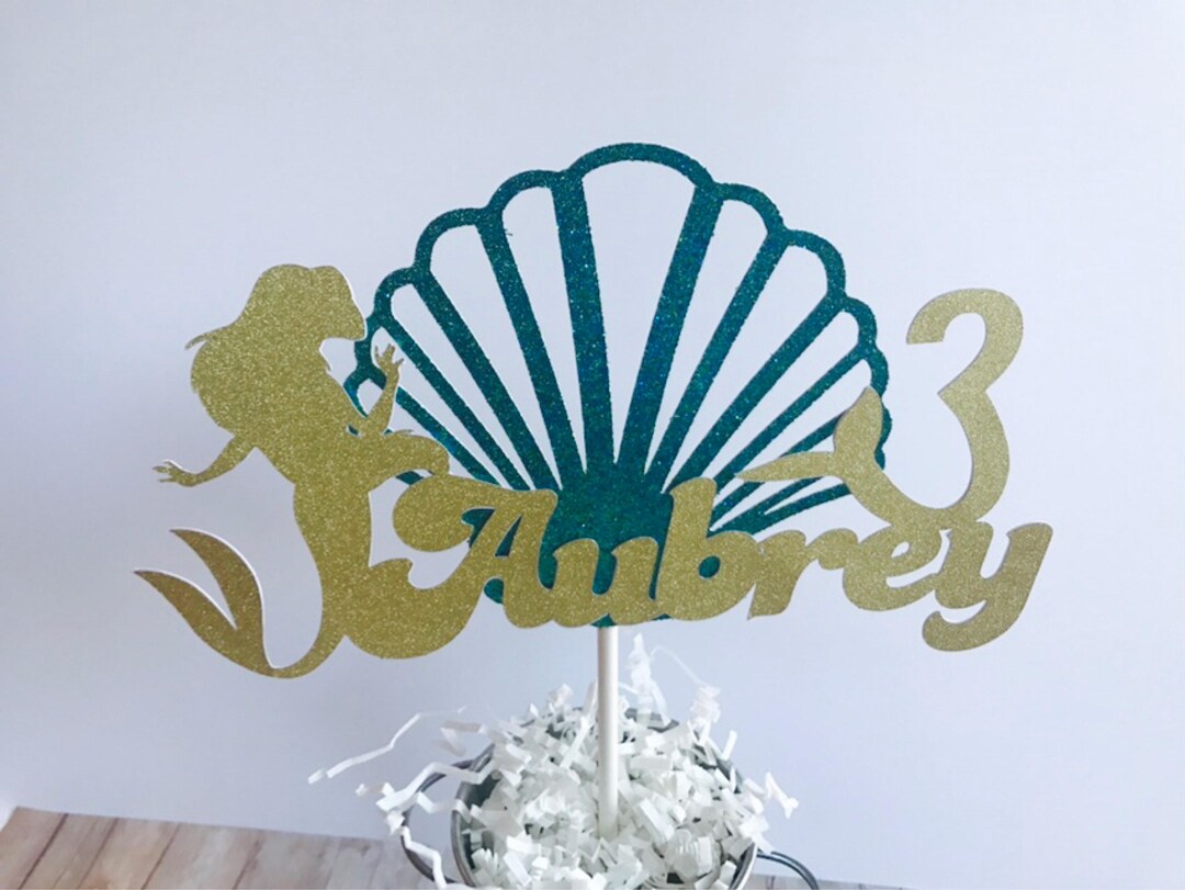 Mermaid Personalized Cake Topper, Glitter Mermaid Cake Topper, Under ...